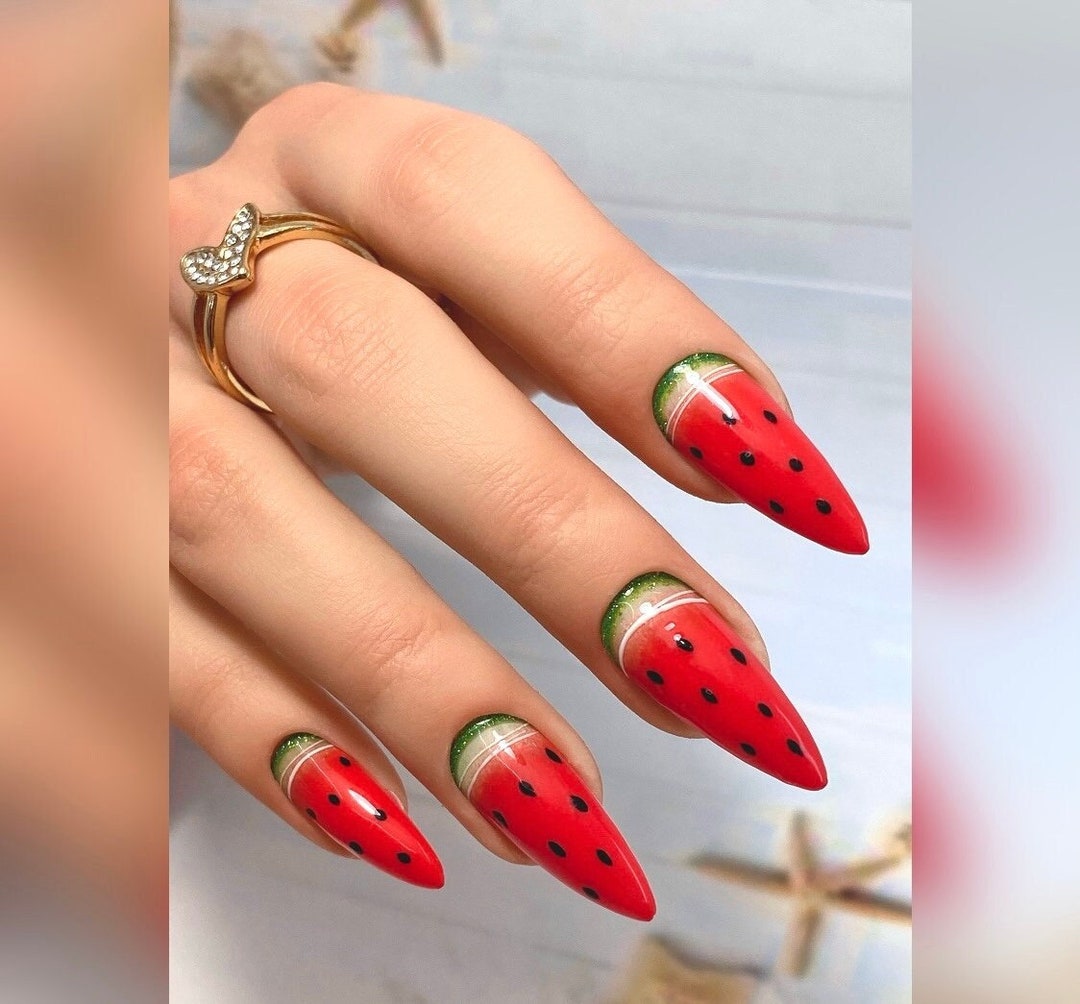 Watermelon Slices Nails /summer Fruit Press on /trending Nails/ Spring ...