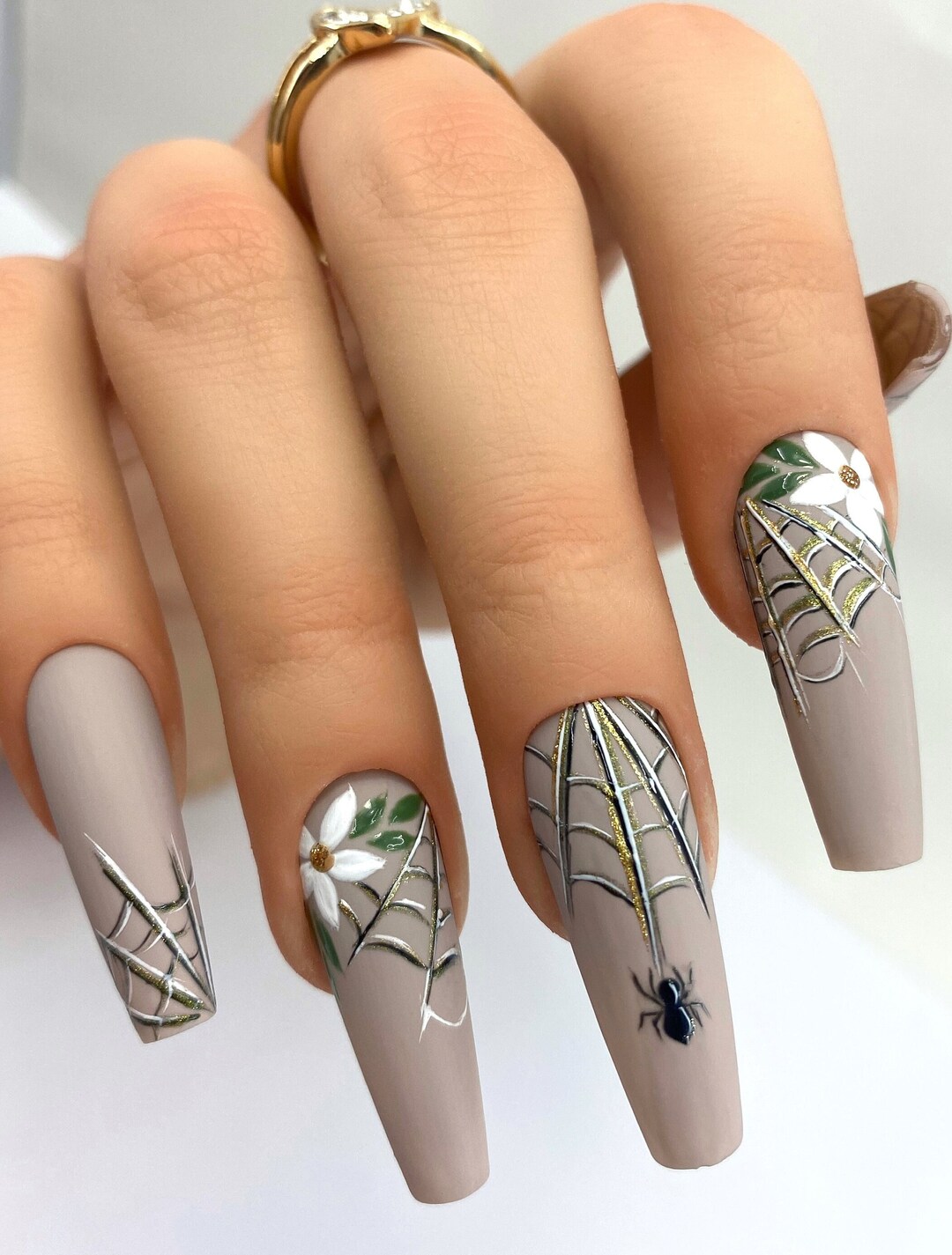 Coffin Press on Nails /spider Web Nails / Spooky Nails/ - Etsy