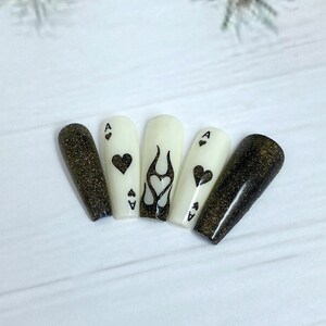Black Ace of Hearts Nails/valentine Day Press On/poker Card Nails/black ...