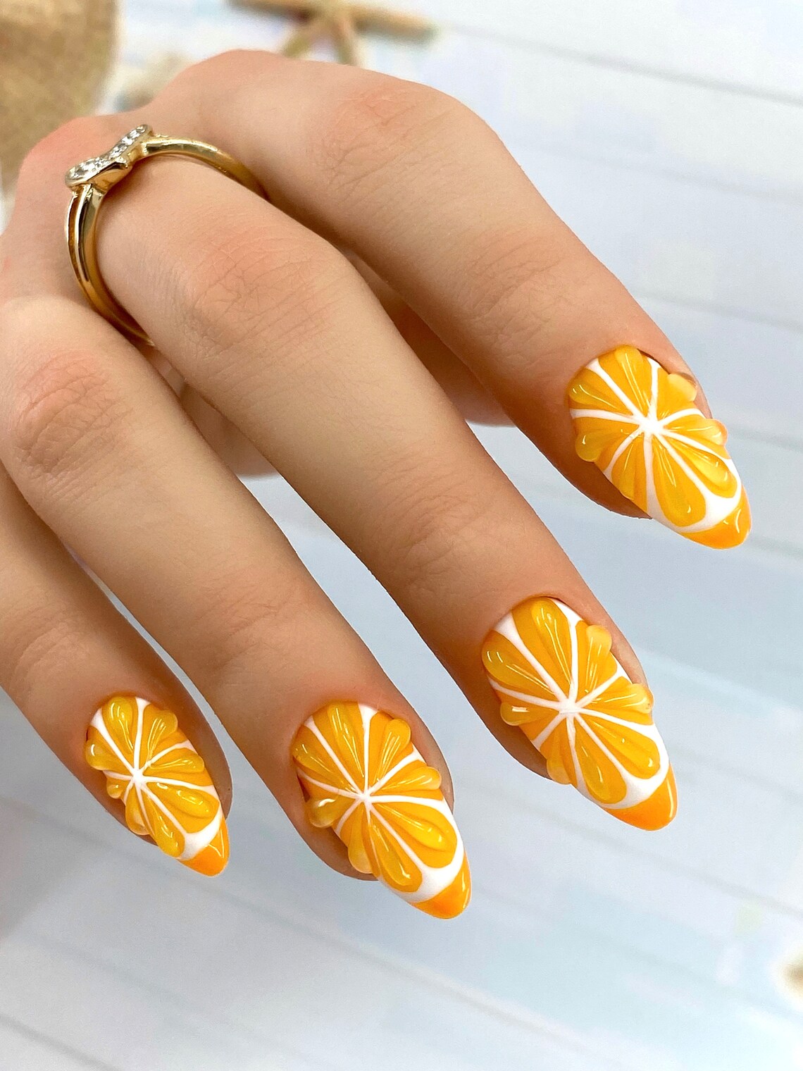 Orange,tangerine Fruit Nails /3D Orange /press on Nails/ Spring Nails ...