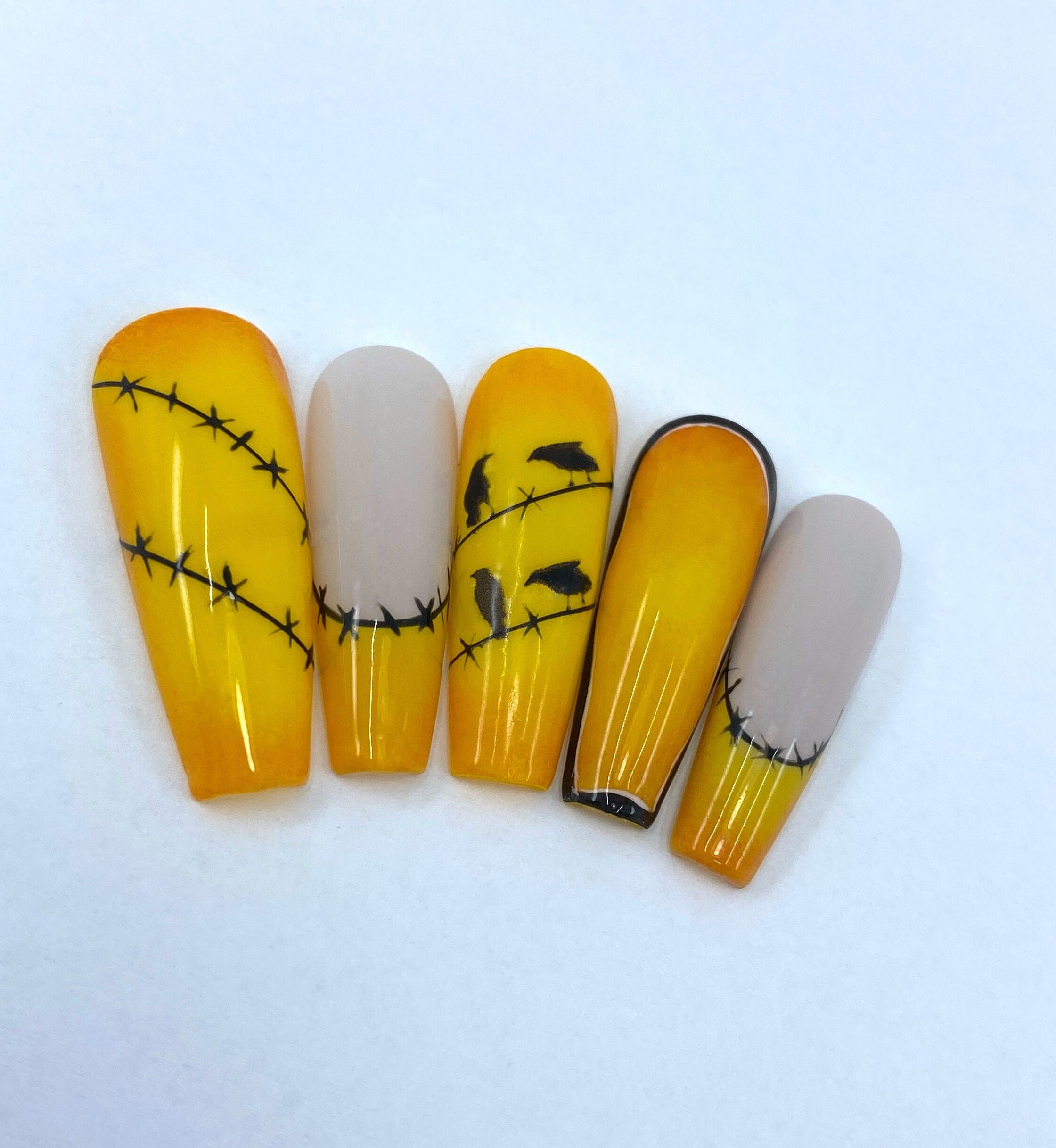 Coffin Press on Nails / Spooky Crows Nails/ Elegant Spooky - Etsy