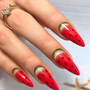 Watermelon Slices Nails /summer Fruit Press on /trending Nails/ Spring ...