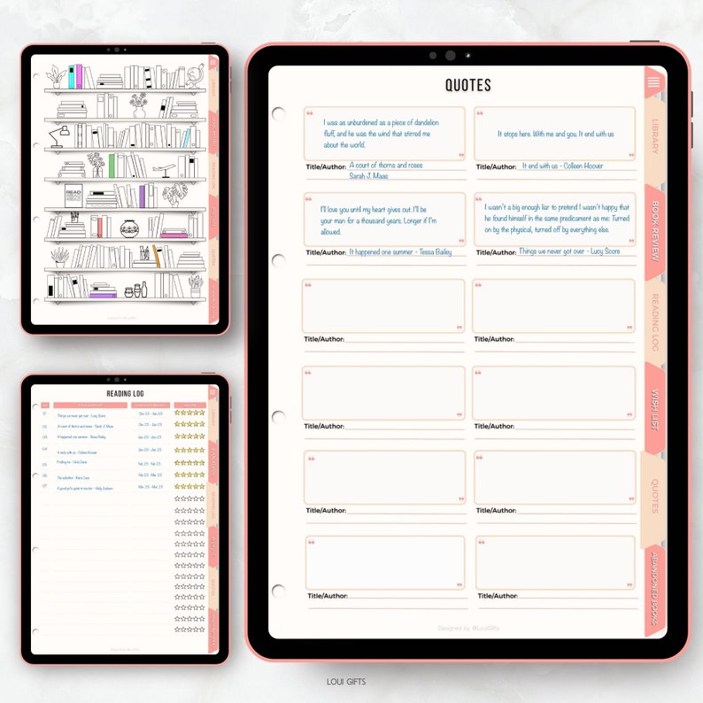 Digital Reading Journal, Book Review, Digital Journal Goodnotes, Fully ...