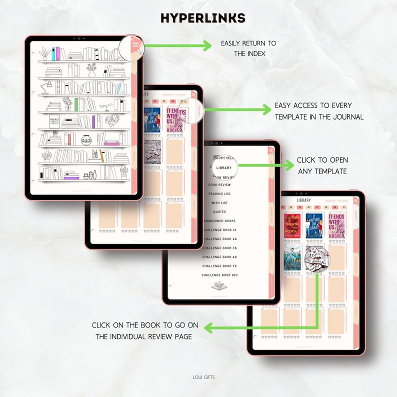 Digital Reading Journal, Book Review, Digital Journal Goodnotes, Fully ...