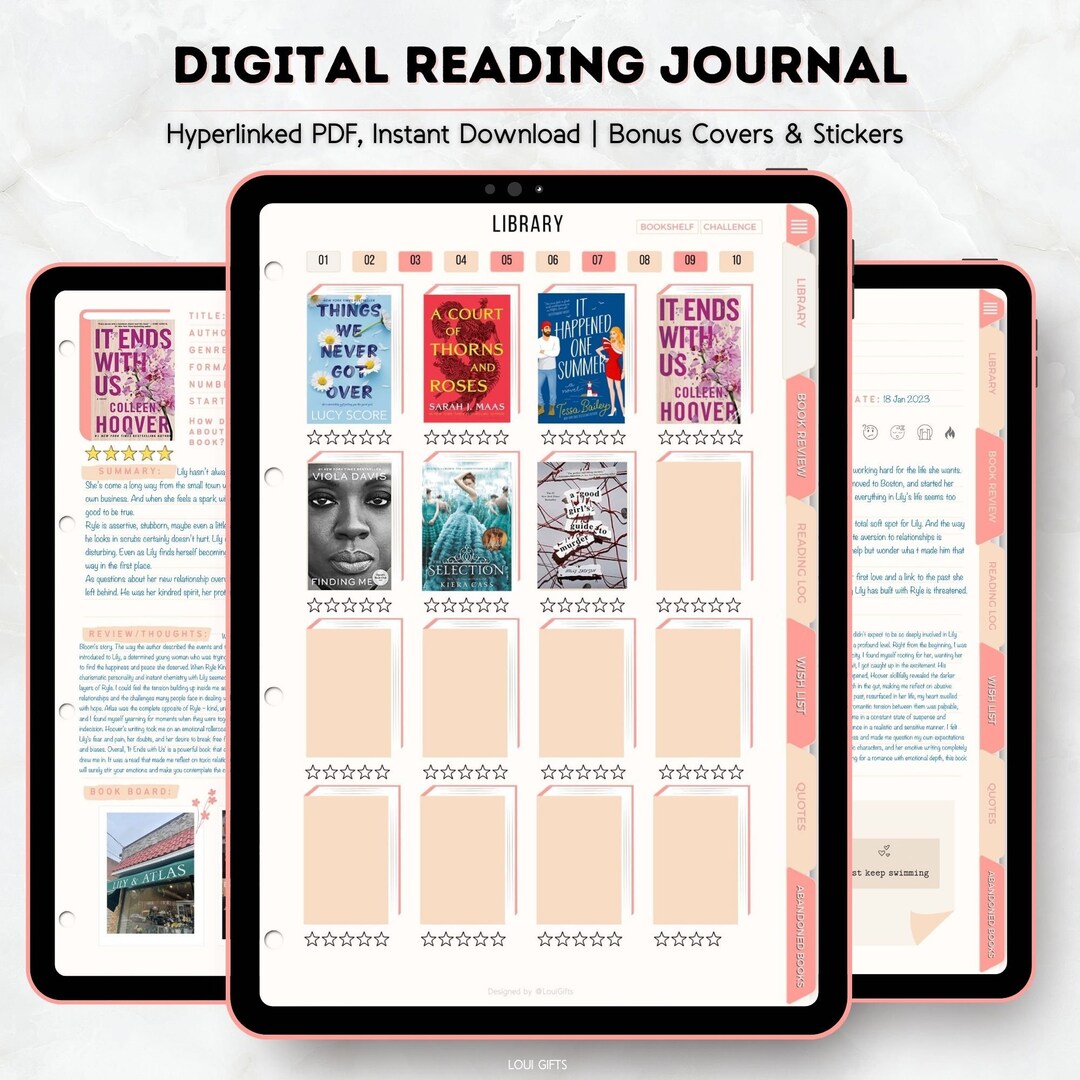 Digital Reading Journal, Book Review, Digital Journal Goodnotes, Fully ...
