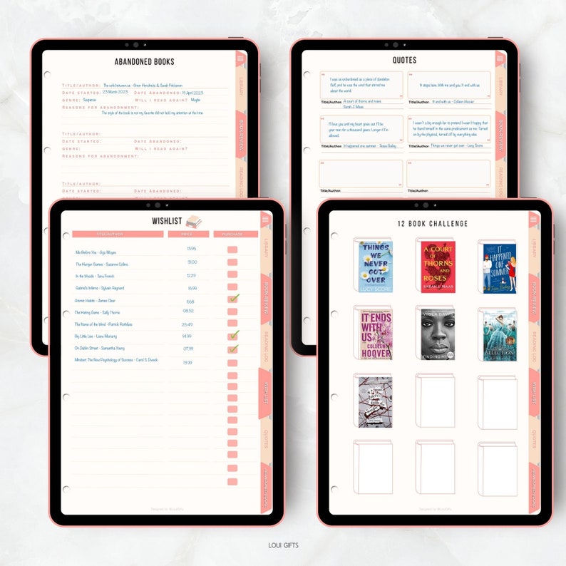 Digital Reading Journal, Book Review, Digital Journal Goodnotes, Fully ...