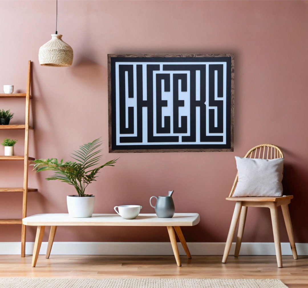 Cheers Wooden Wall Art | Cheers Bar Sign | Rustic Home Decor | Vintage ...
