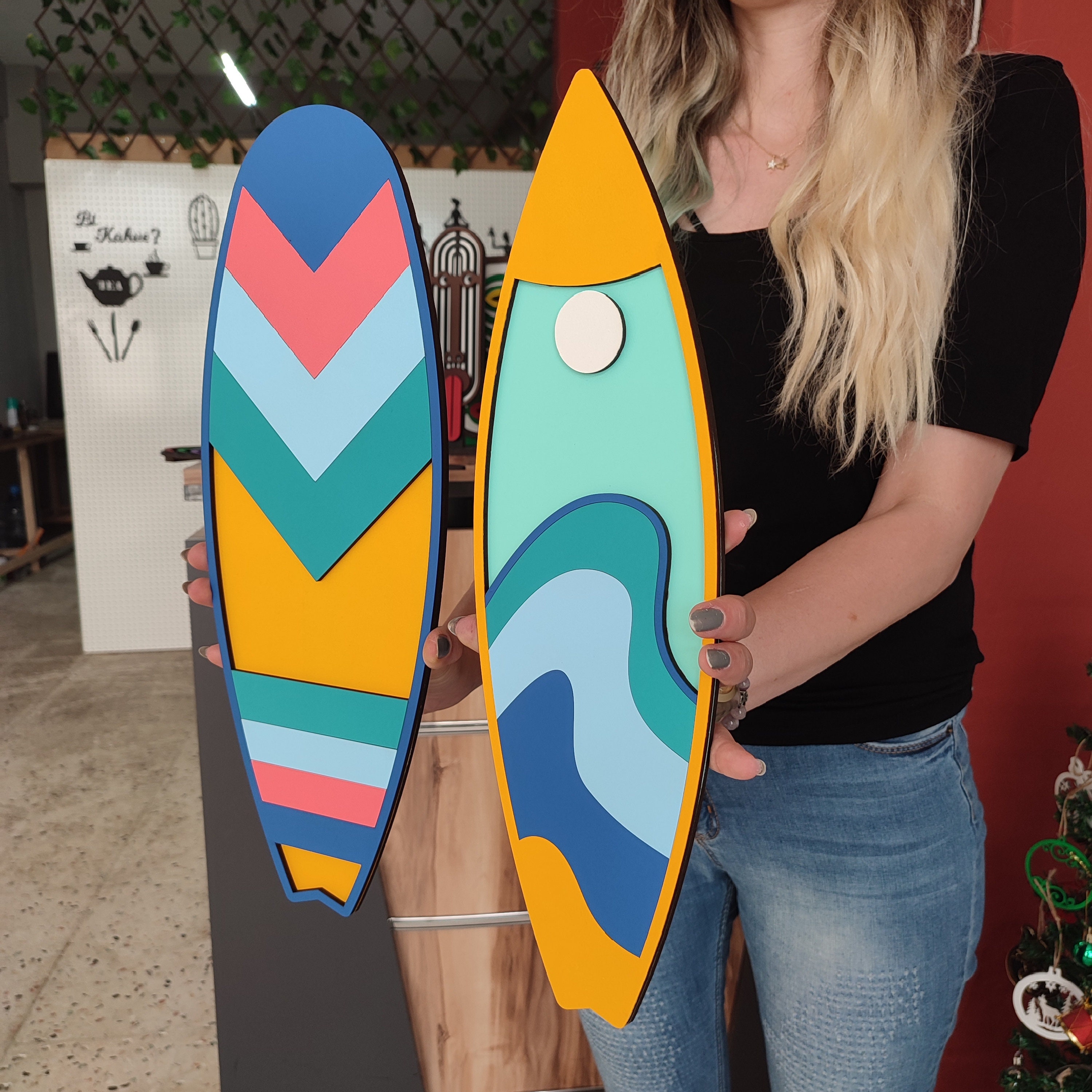 2 Pieces Unique Wooden Surfboard Wall Decor Perfect Choice - Etsy