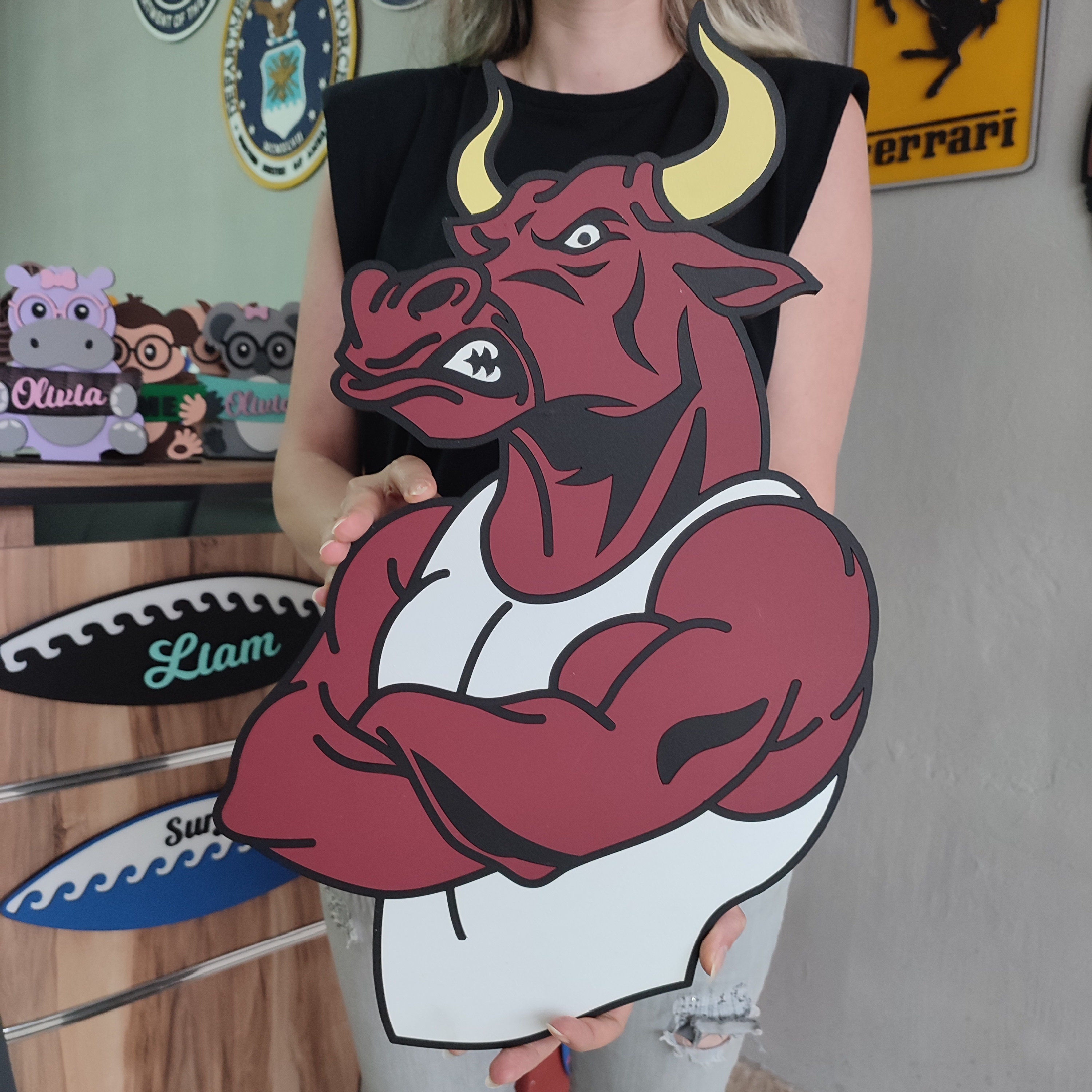 Bull Logo, Angry Bull Wall Painting Powerful and Striking Bull Artwork ...