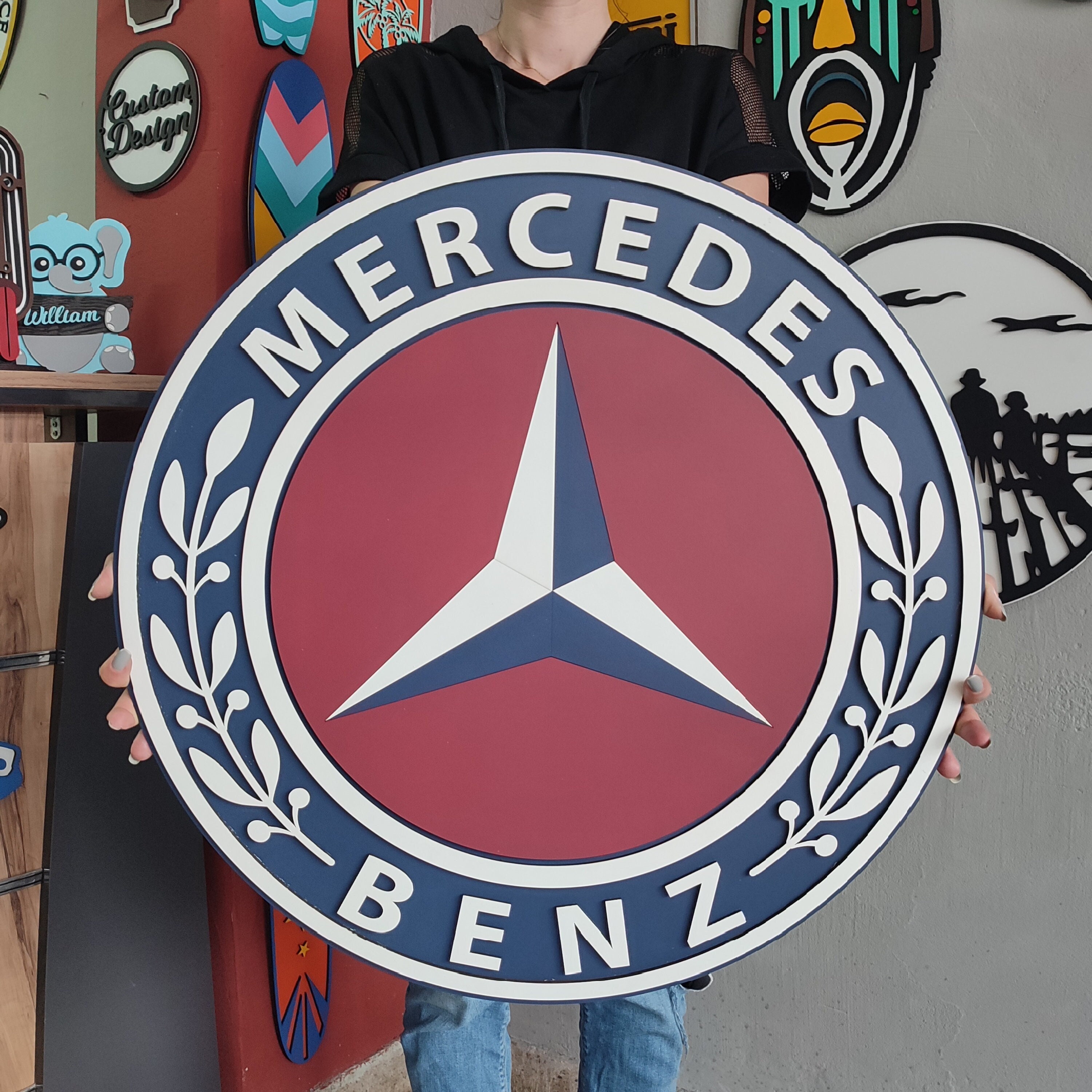 Mercedes-benz Wall Decor Mercedes-benz Wood Sign - Etsy