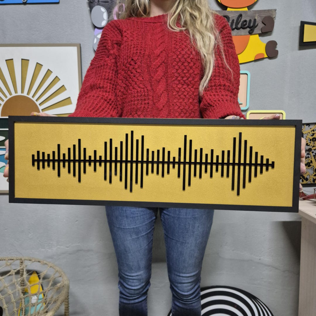 Metallic Gold Acrylic Soundwave Wall Art | Modern 3D Home Decor ...