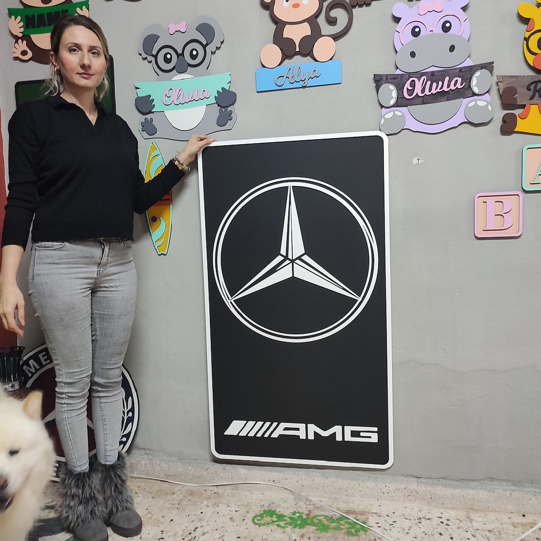 Mercedes-benz Wall Decor, Mercedes Wooden Sign, Mercedes Emblem ...