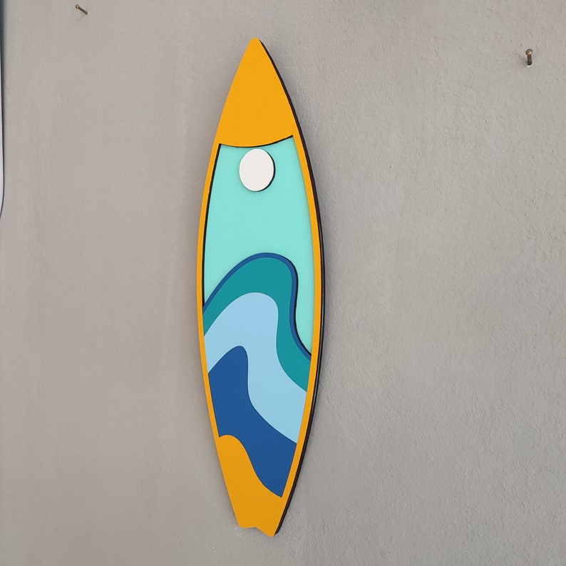 Wooden Surfboard Wall Art, Unique Wooden Surfboard Wall Decor for Ocean ...