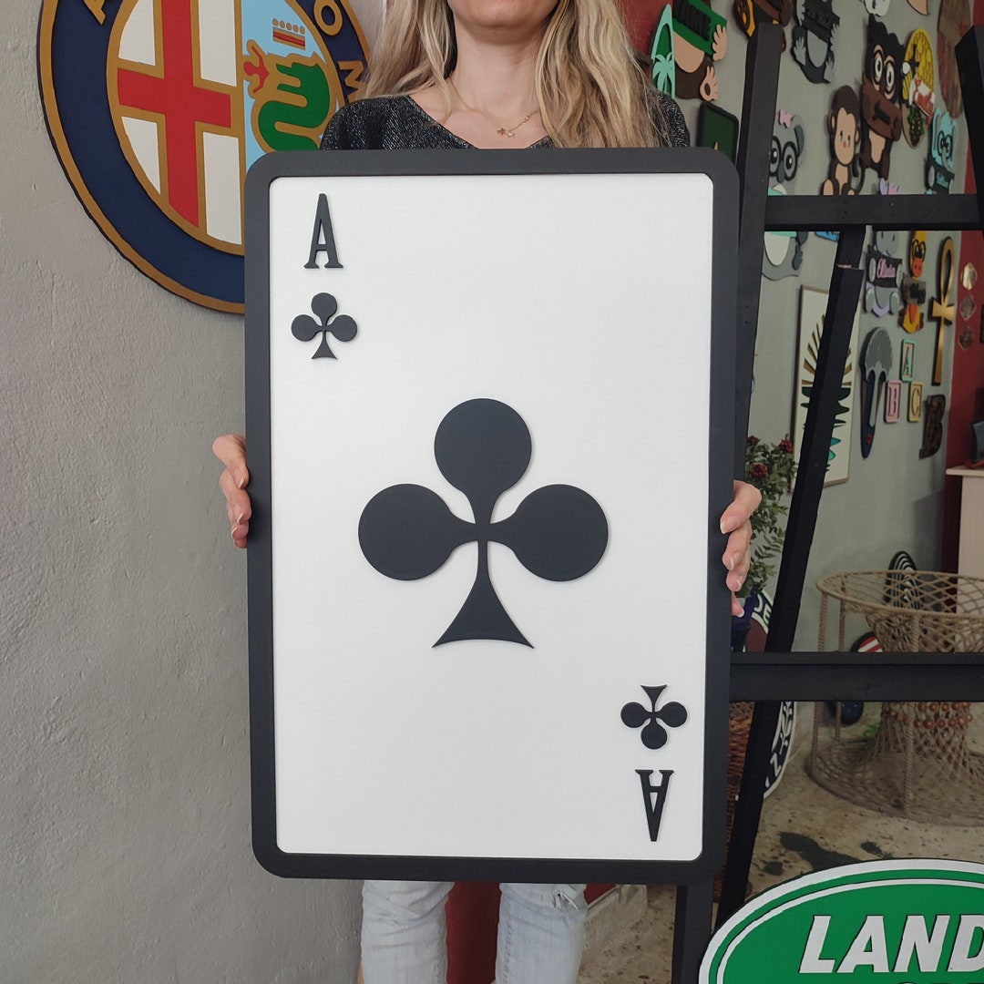 Ace of Clubs Sign Art, Ace of Clubs, Ace of Clubs Wall Art Sign, Ace of ...