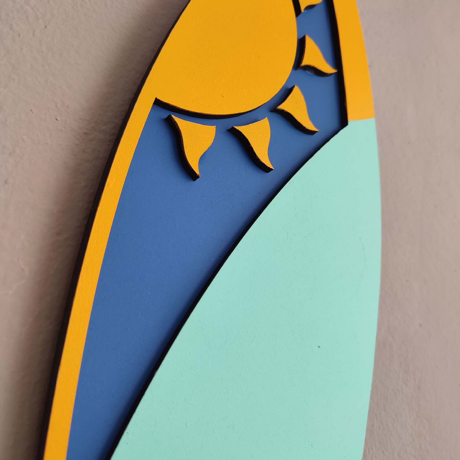 Unique Wooden Surfboard Wall Decor With Sun and Sea Theme Perfect ...