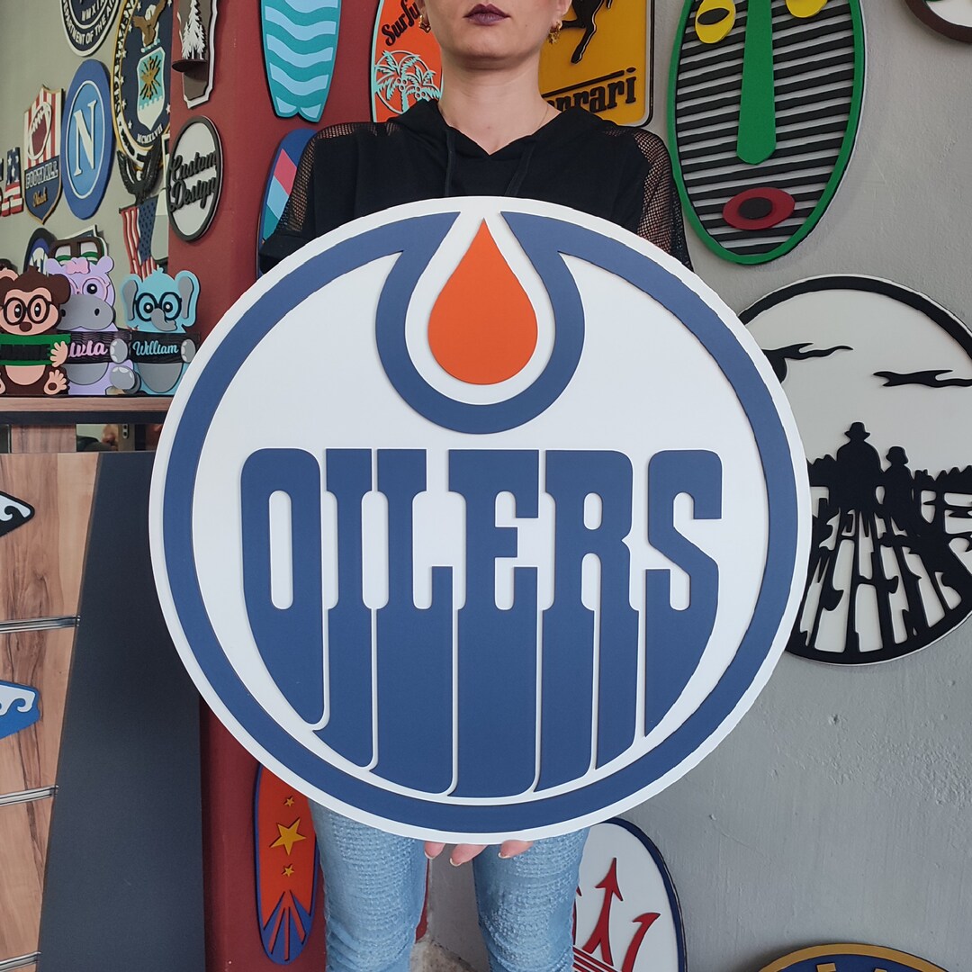 Edmonton Oilers MDF Wooden Wall Art Sign - Hockey Fans and Modern Home ...