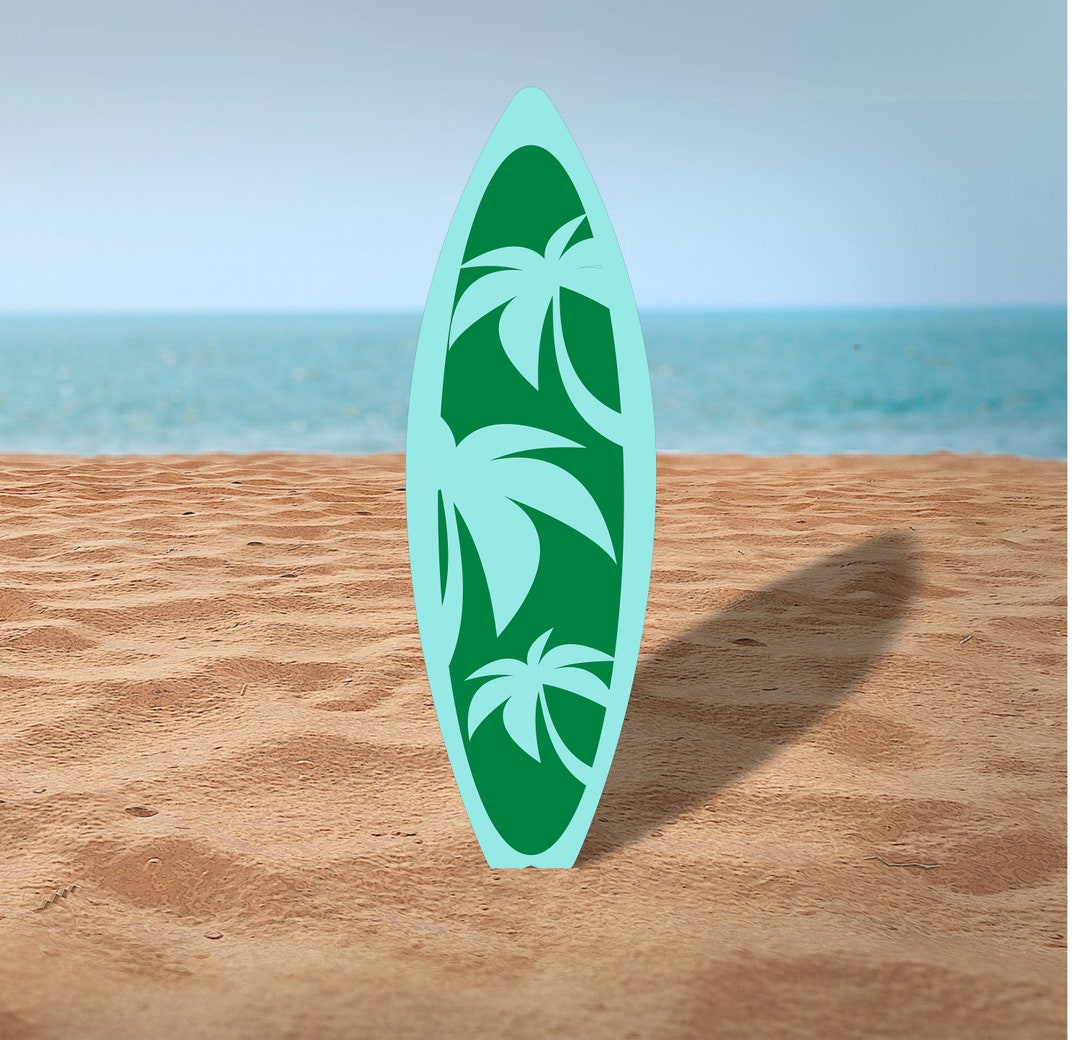 Palm Tree Patterned Surfboard Wall Decoration, Leaf Patterned Surfboard ...