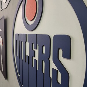 Edmonton Oilers MDF Wooden Wall Art Sign - Hockey Fans and Modern Home ...
