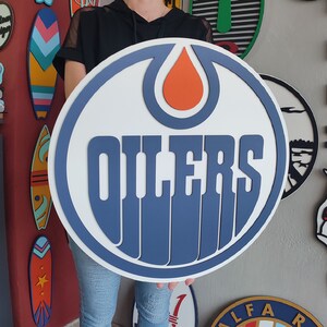 Edmonton Oilers MDF Wooden Wall Art Sign - Hockey Fans and Modern Home ...