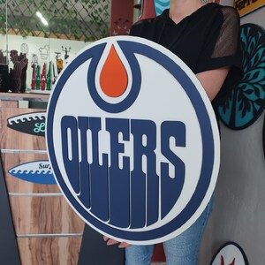 Edmonton Oilers MDF Wooden Wall Art Sign - Hockey Fans and Modern Home ...