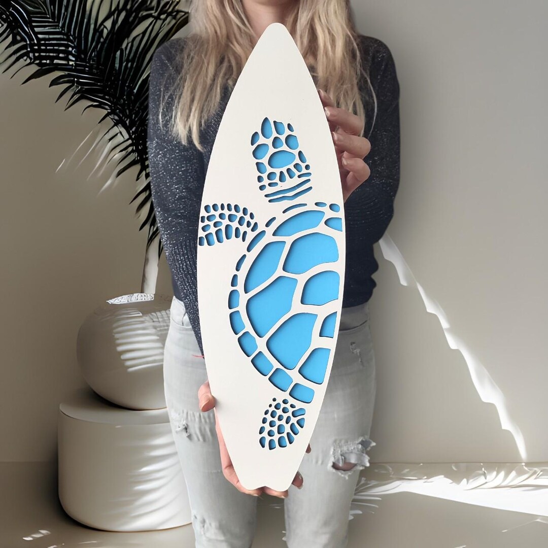 Hand-painted Surfboard Wall Art - Turtle Pattern, Sea Turtle, Surfboard ...