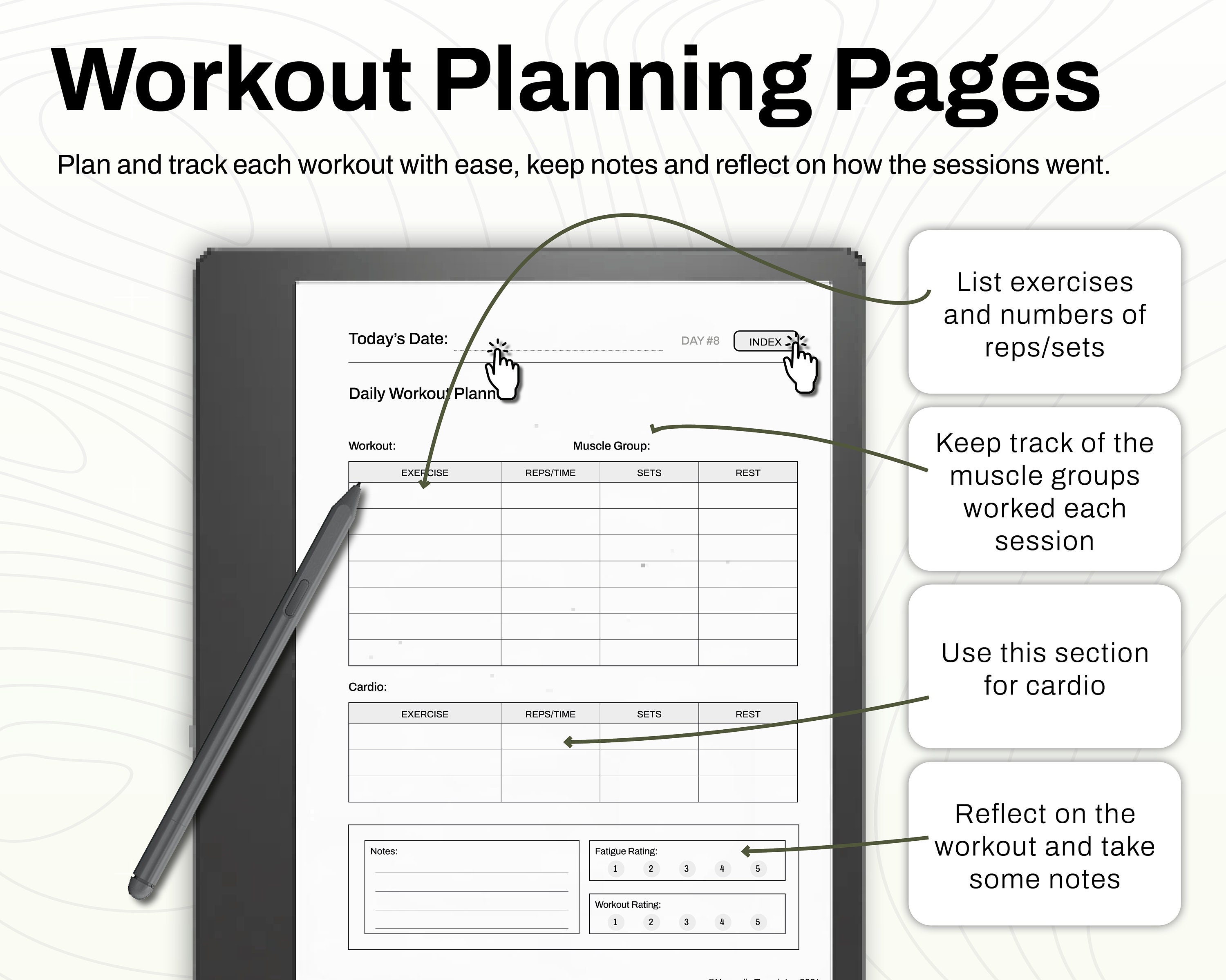 Kindle Scribe Daily Workout Planner and Gym Session Organizer | 1 Year ...