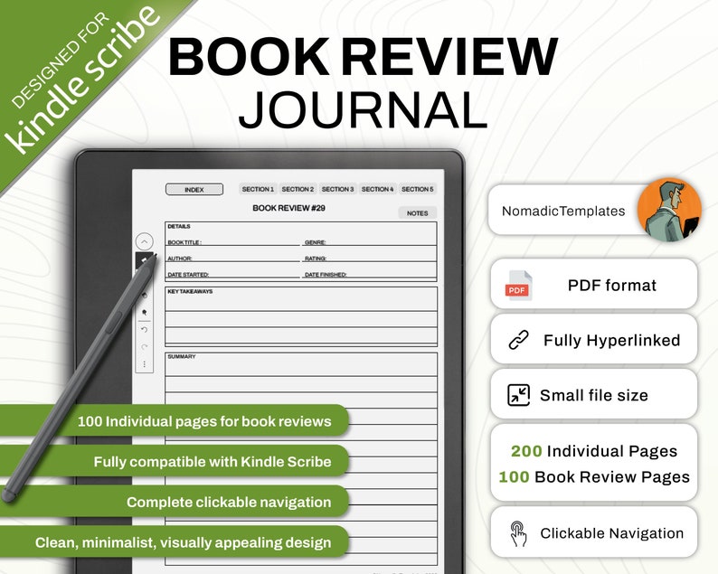 Kindle Scribe Template | Kindle Scribe Book Review Journal | Reading ...