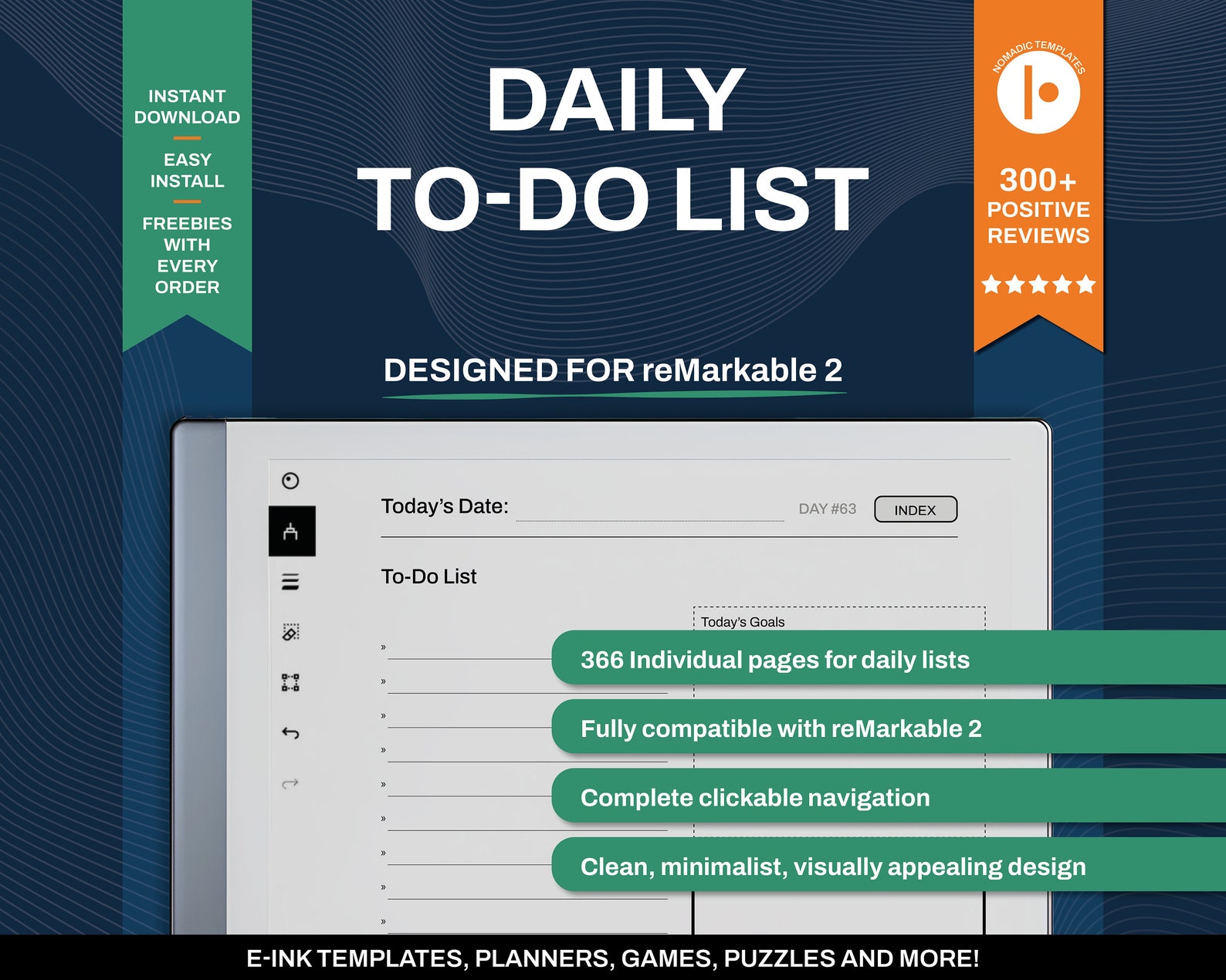 Daily To-do List Organizer Planner for Remarkable 2 | 1 Year | 365 Days ...