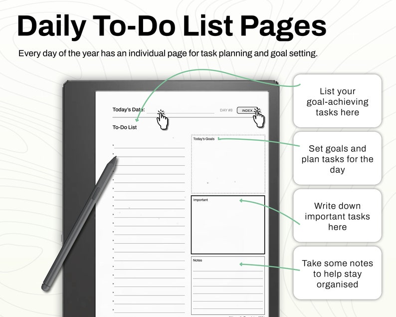 Kindle Scribe Daily To-do List Organizer Planner | 1 Year | 365 Days ...