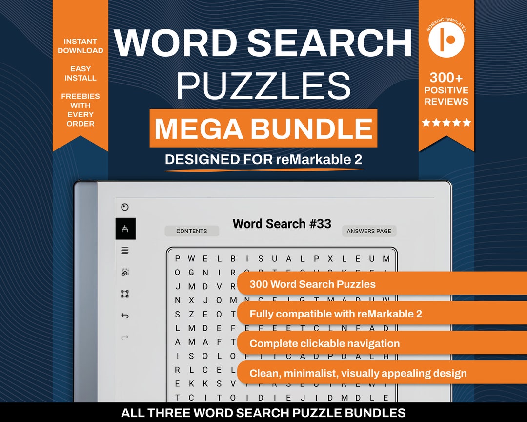 MEGA Word Search Bundle Volume 1-3 Compatible With Remarkable 2 | Games ...