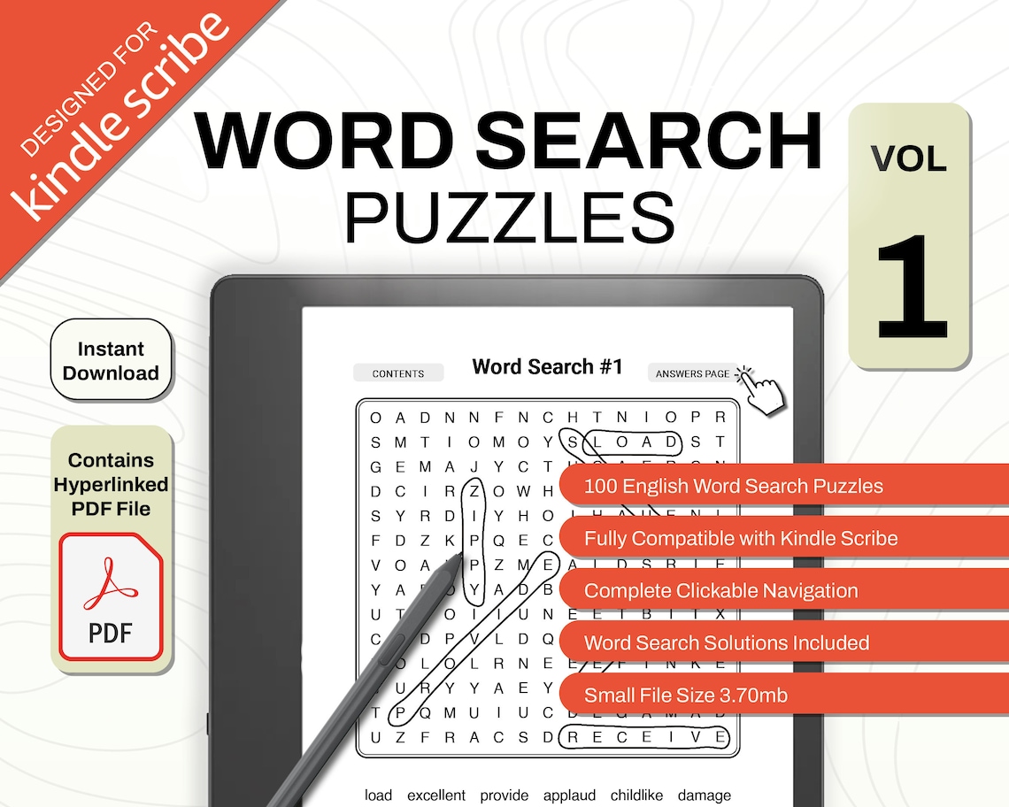 Kindle Scribe Word Search Bundle Volume 1 | Games and Puzzles ...