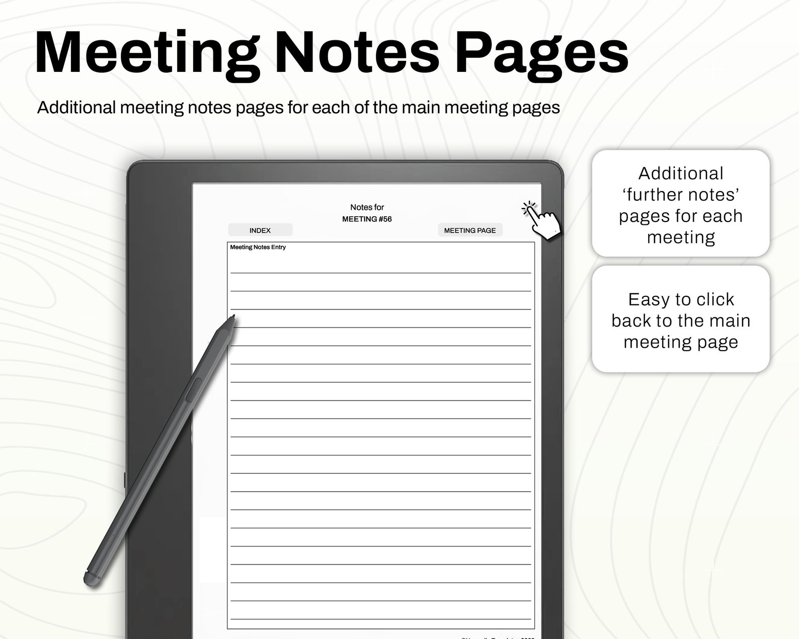 Kindle Scribe Meeting Notes Journal | Kindle Scribe Template | Meeting ...