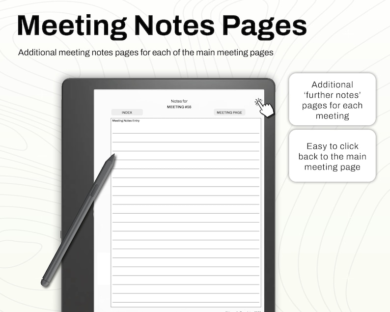 Kindle Scribe Meeting Notes Journal | Kindle Scribe Template | Meeting ...