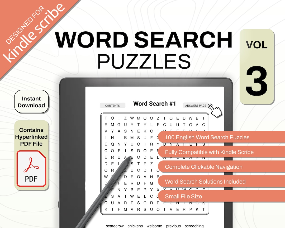 Kindle Scribe Word Search Bundle Volume 3 | Games and Puzzles ...