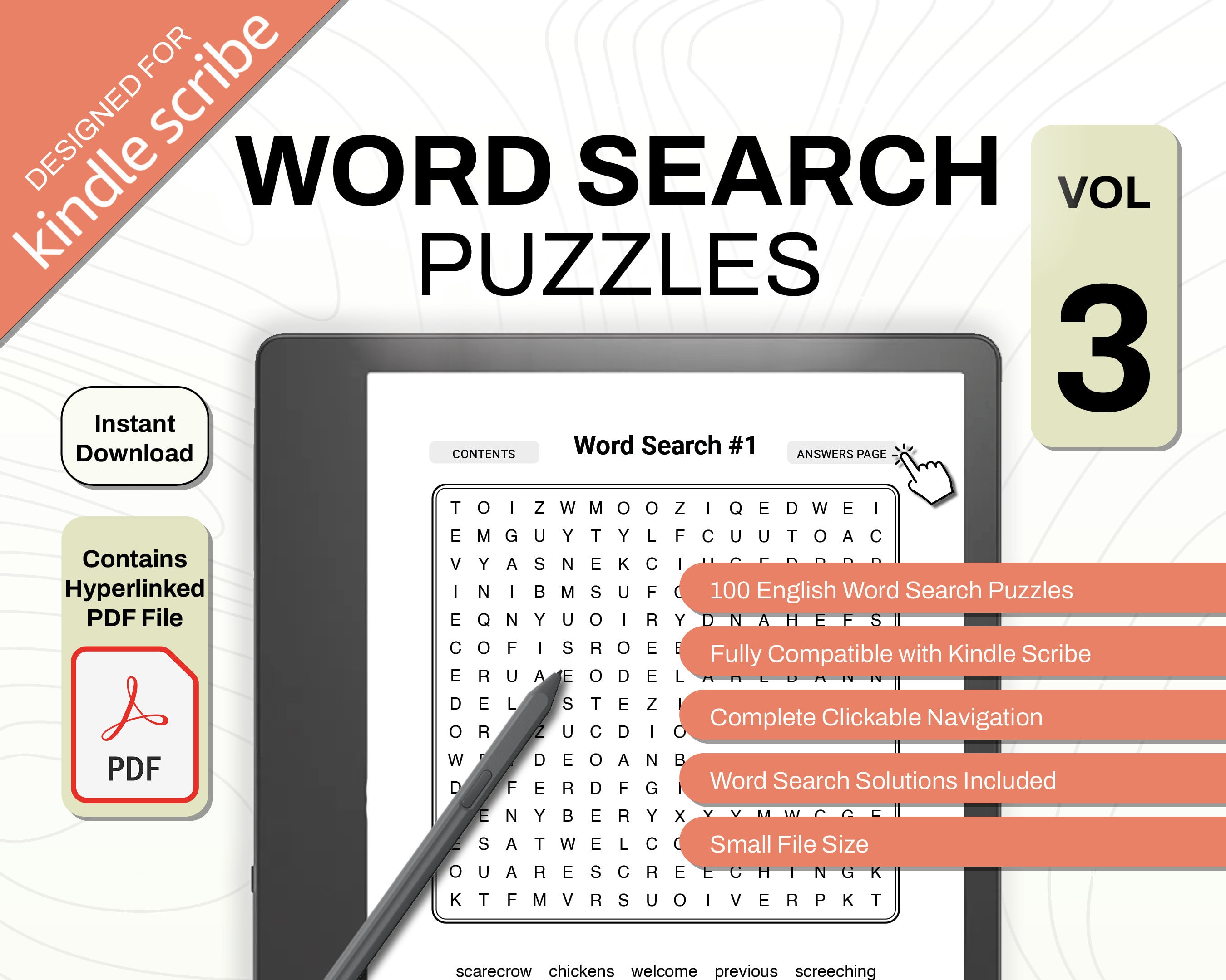 Kindle Scribe Word Search Bundle Volume 3 | Games and Puzzles ...