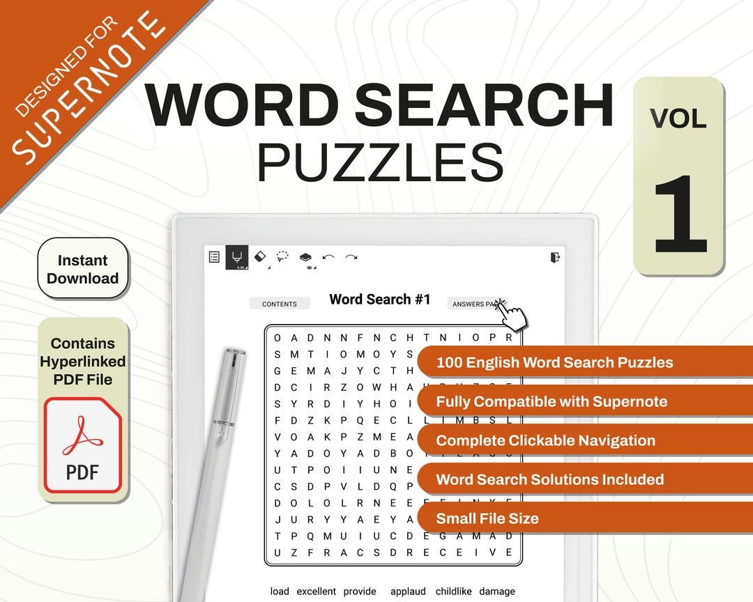 Supernote Word Search Bundle Volume 1 | Games and Puzzles | Clickable ...
