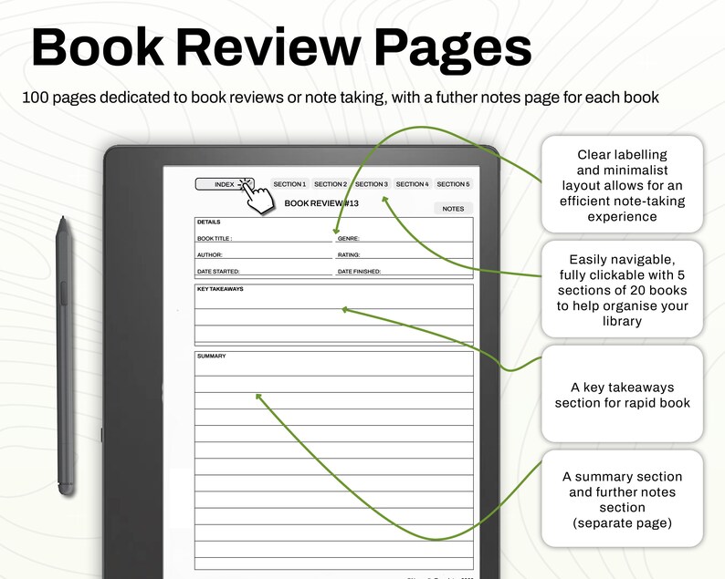 Kindle Scribe Template | Kindle Scribe Book Review Journal | Reading ...