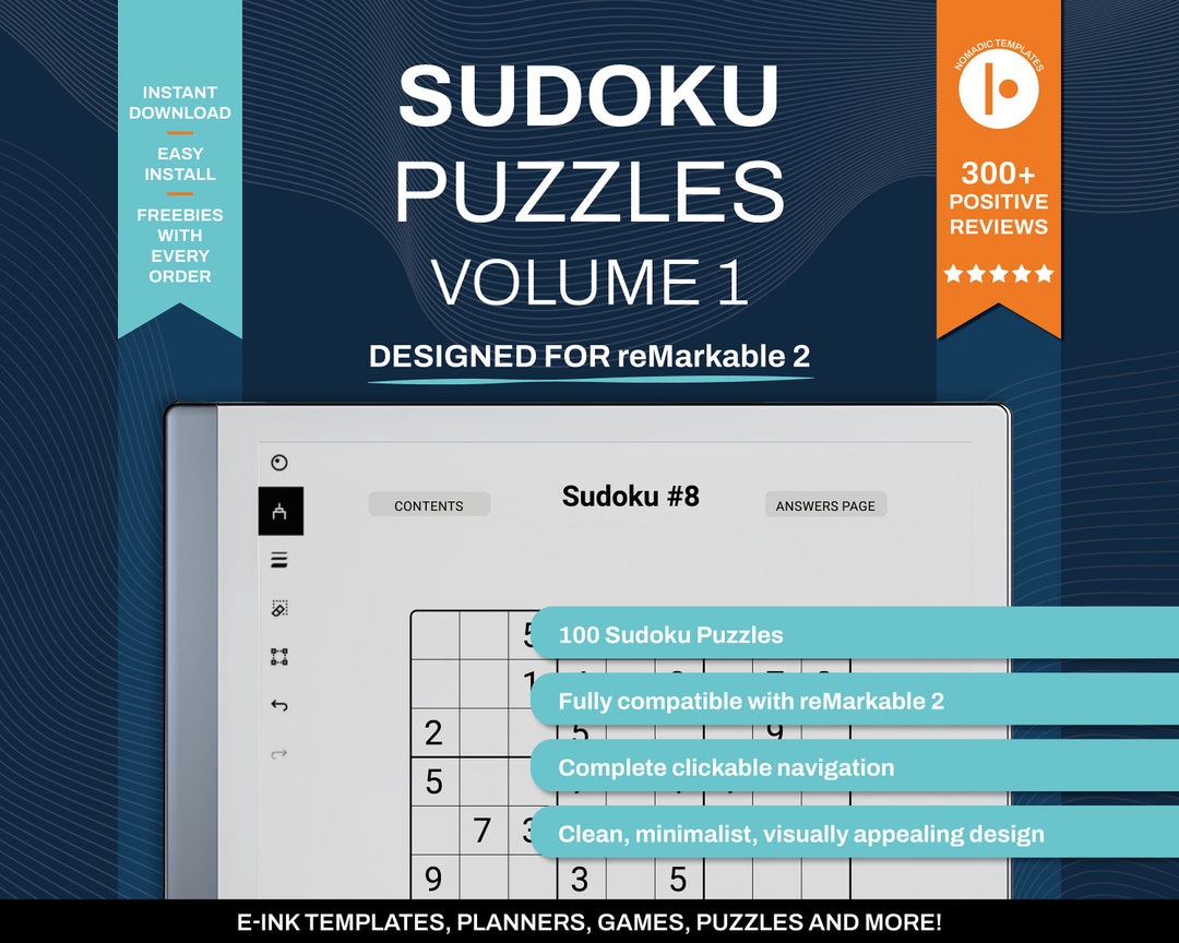 Sudoku Volume 1 for Remarkable 2 | Games and Puzzles | PDF Template ...