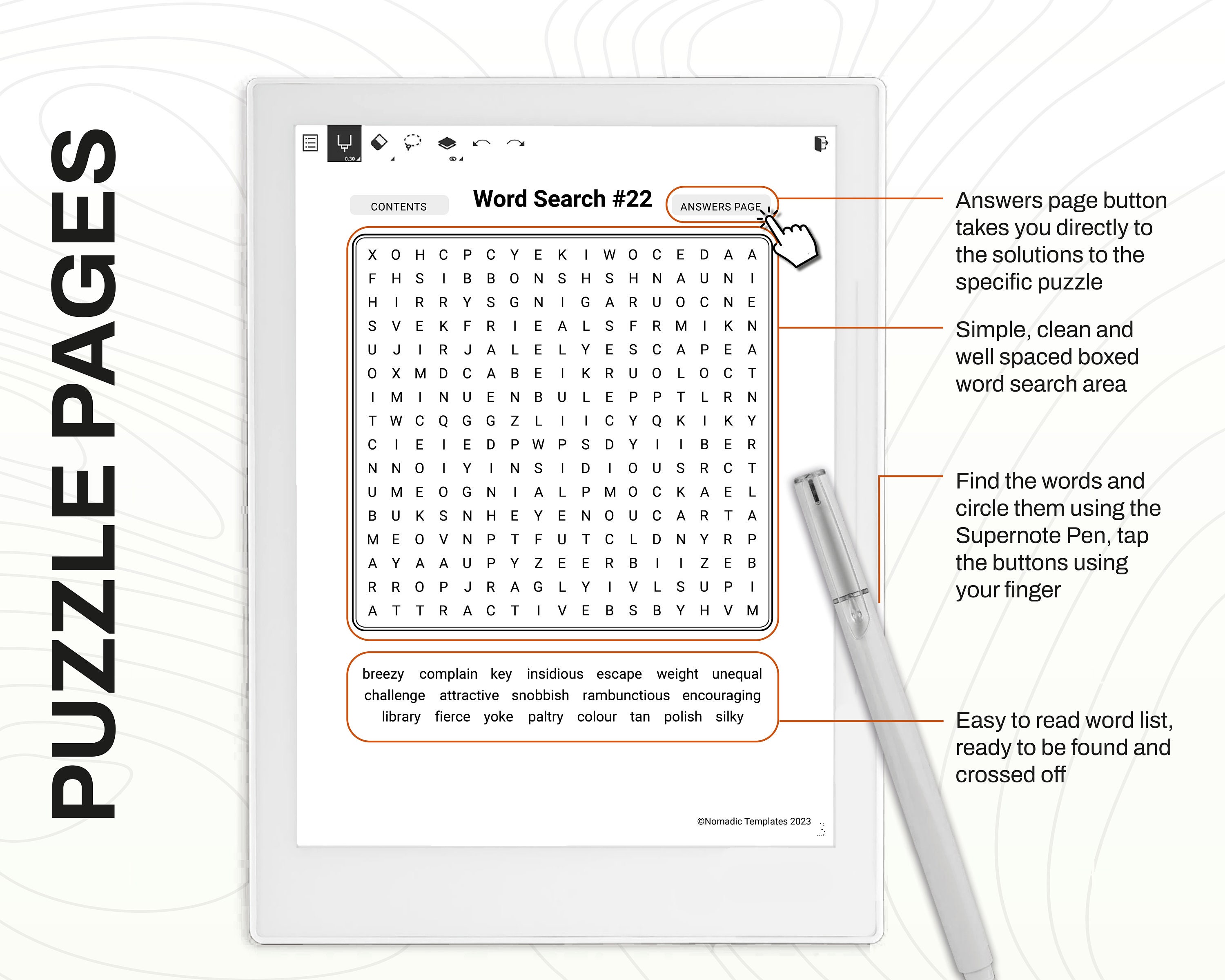 Supernote Word Search Bundle Volume 1 | Games and Puzzles | Clickable ...