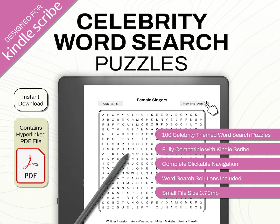 Kindle Scribe Word Search Bundle Celebrity Edition | Games and Puzzles ...