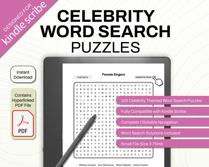 Kindle Scribe Word Search Bundle Celebrity Edition | Games and Puzzles ...