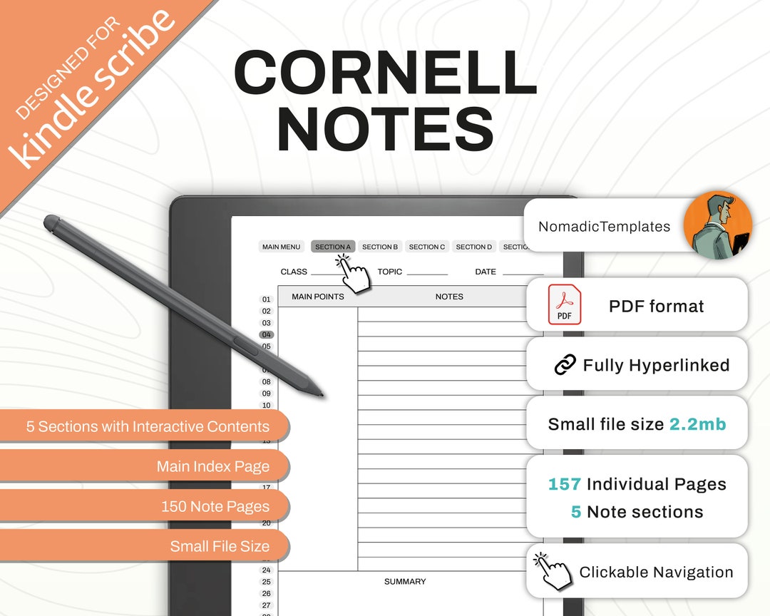 Cornell Notes for Kindle Scribe | Notebook Template | Writing Journal ...