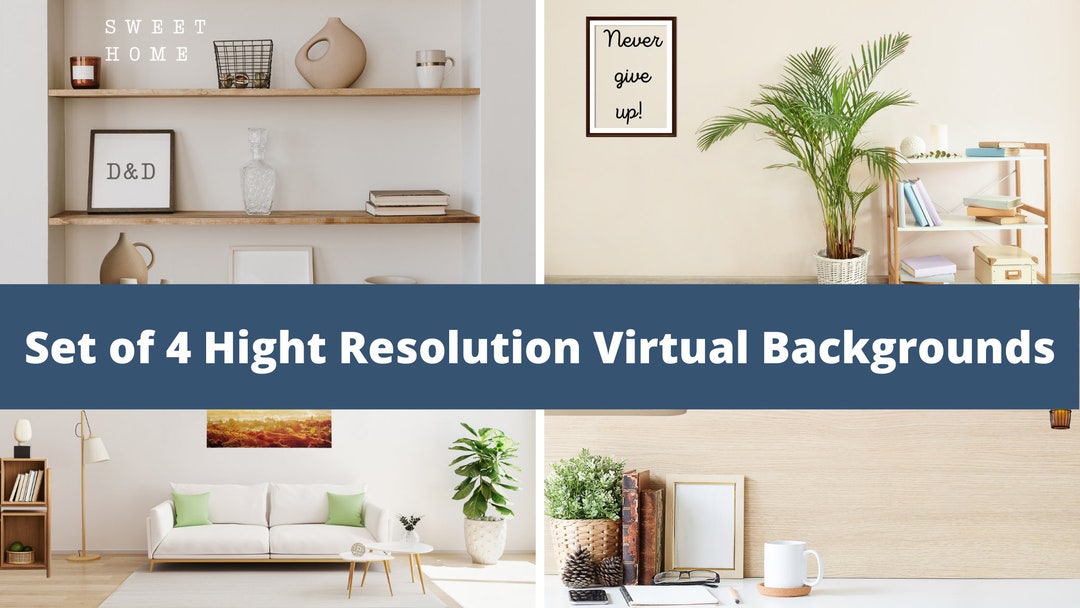 Zoom Virtual Background Beige Minimalist Book Shelf Home - Etsy
