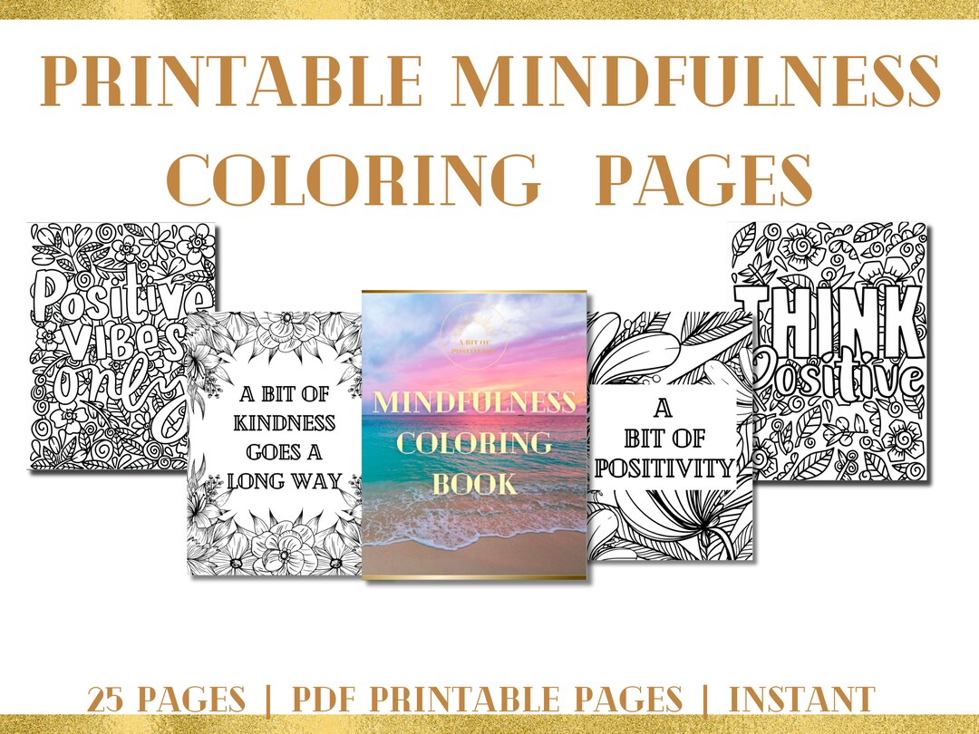Digital Positivity Mindfulness Coloring Pages, Coloring Book, Printable ...