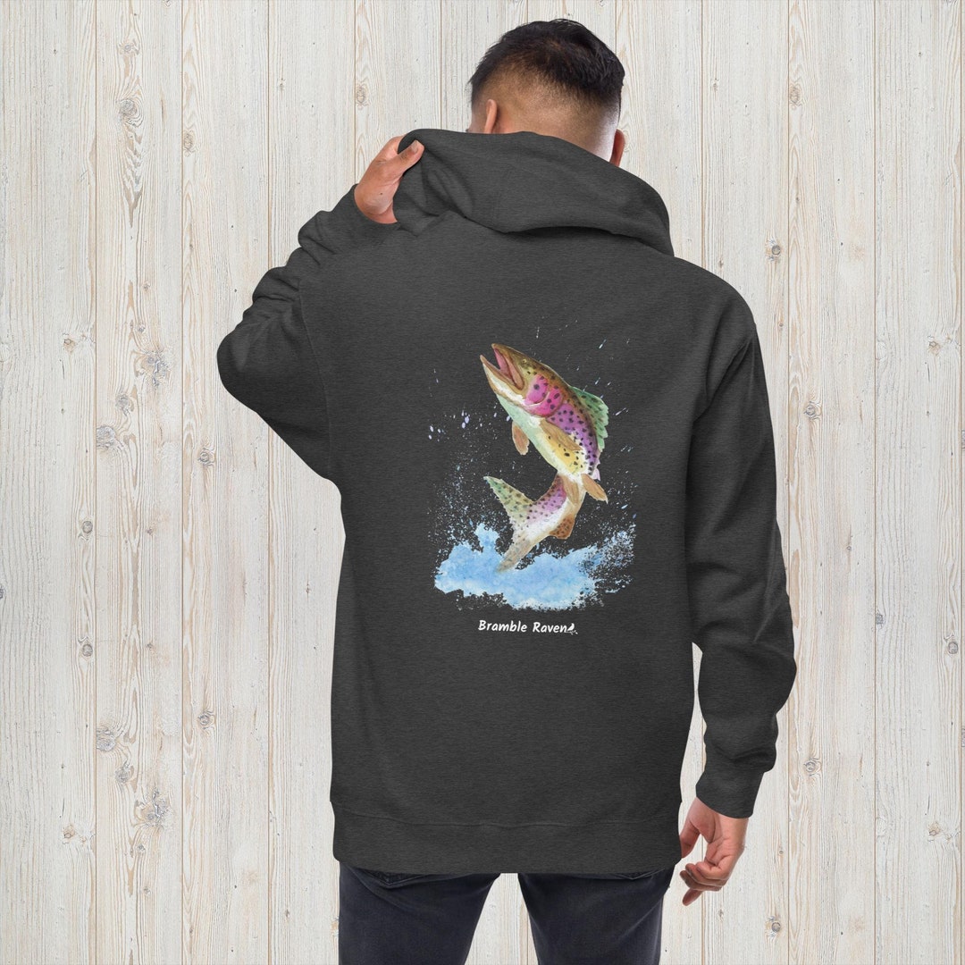 Rainbow Trout Fleece-lined Zip-up Hoodie Jacket - Etsy