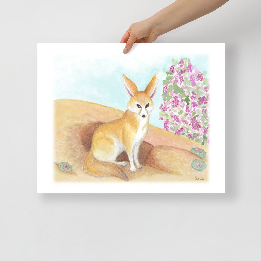 Watercolor Fennec Fox Art Print Desert Fox Wall Hanging Fennec - Etsy