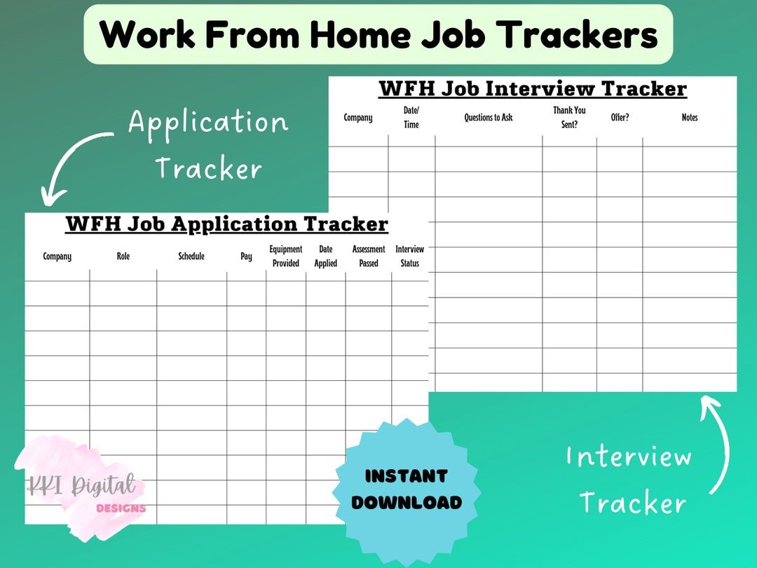 Work From Home Job Application and Interview Tracker, WFH, Basic Job ...