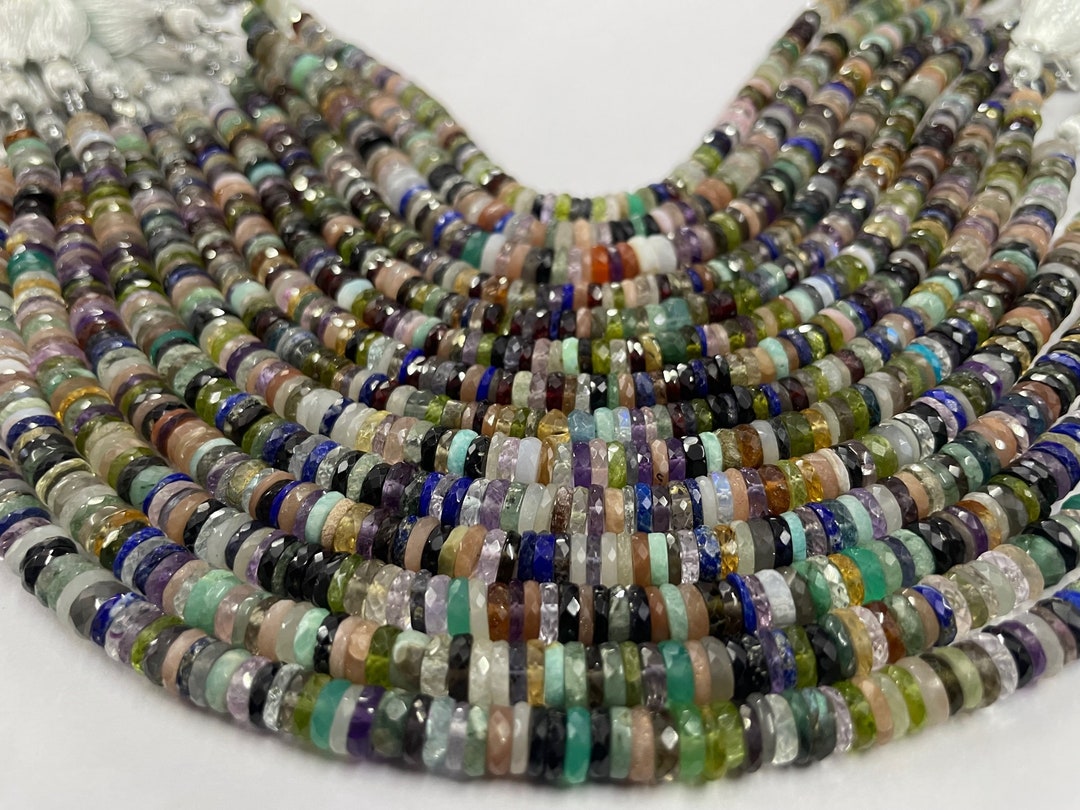 AAA Natural Multi Gemstone Tyre/wheel Shape Facetted Disco Gemstones 8 ...