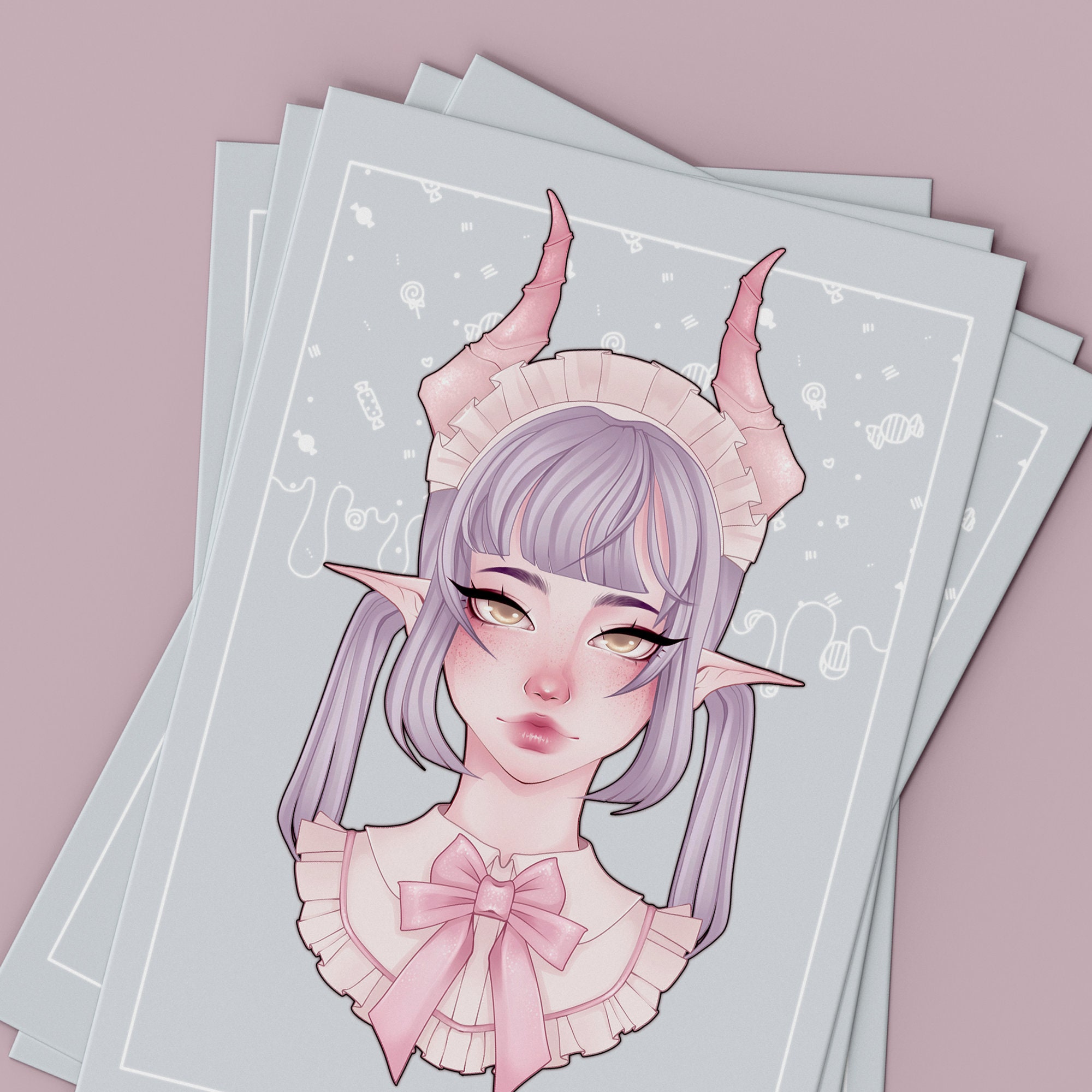 Bakery Demon Girl Anime Art Print Pastel Demon Waifu Monster Girl ...