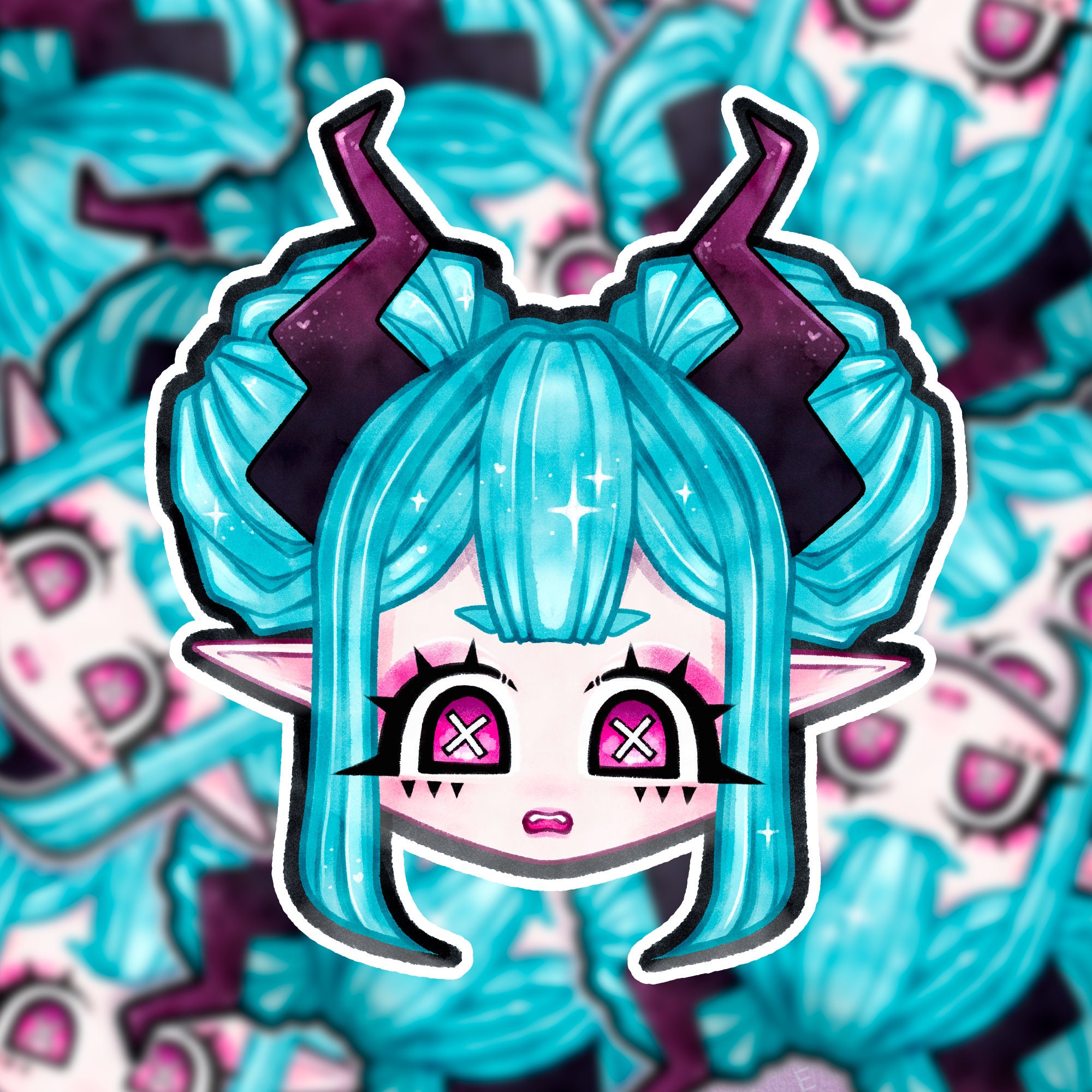 Vinyl Waterproof Sickly Cyberpunk Demon Sticker Anime Kawaii Demon ...
